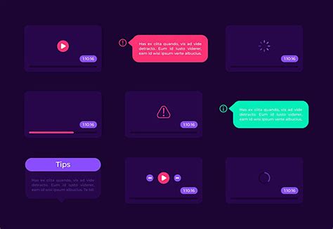 Loading Media Ui Elements Kit Illustration Flat Switch Vector