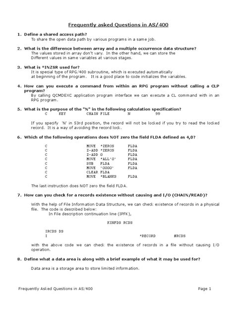 As400 Faqs Pdf Ibm Rpg C Programming Language