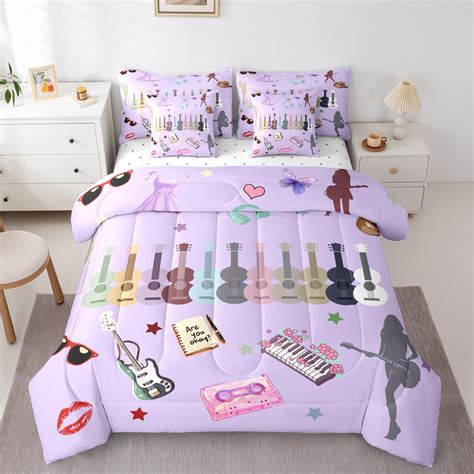 Manfei Music Fans Guitar Twin Bedding Sets 7 Piecemusical Themed
