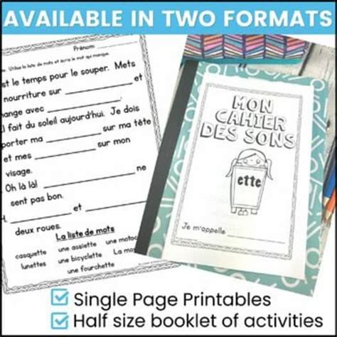 French Phonics Activities Mon Cahier Des Sons {le Son Composé Ette}