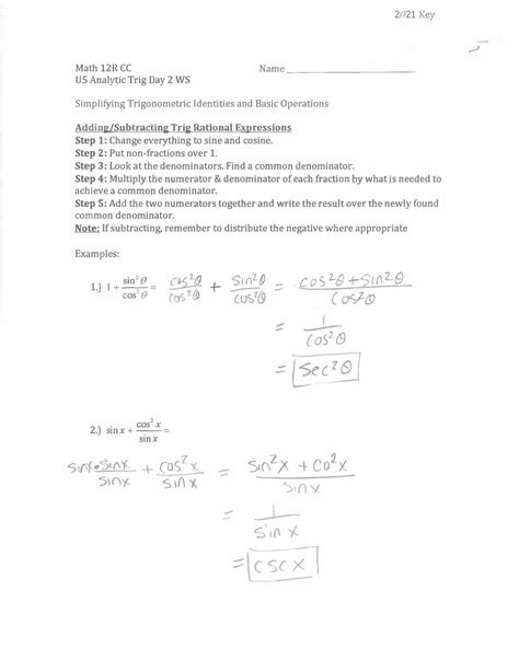 Solution Simplifying Trigonometric Identities And Basic Operations