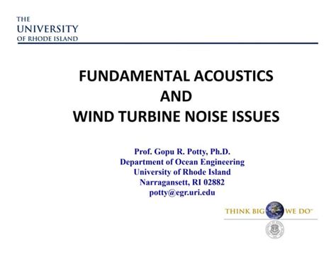 Fundamental Acoustics And Wind Turbine Noise Issues Pdf