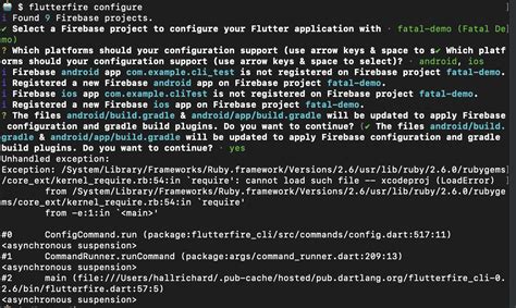 [bug] Flutterfire Configure Throwing An Unhandled Exception · Issue 115 · Invertase