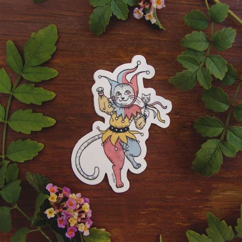 Cat Jester Vinyl Sticker Moon Brat