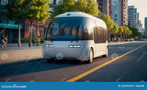Unmanned Shuttle Bus Automated Self Driving Vehicle System In City