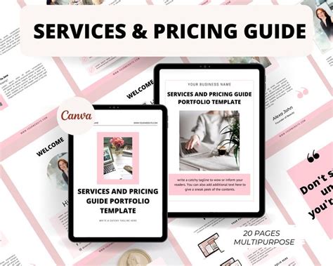 Services And Pricing Guide Canva Template Virtual Assistant Portfolio Business Coach Template