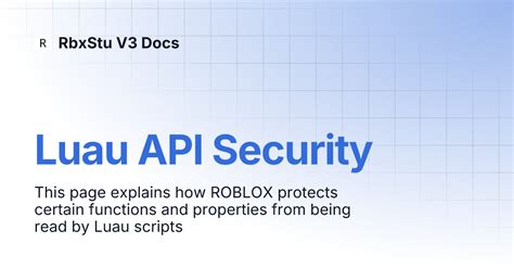Luau API Security RbxStu V3 Docs