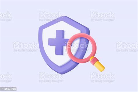 3d 보라색 더하기 기호 검색 아이콘 또는 빈 배경에 돋보기 최소한의 스타일로 응급 처치 및 건강 관리 응급 도움의 의료 상징