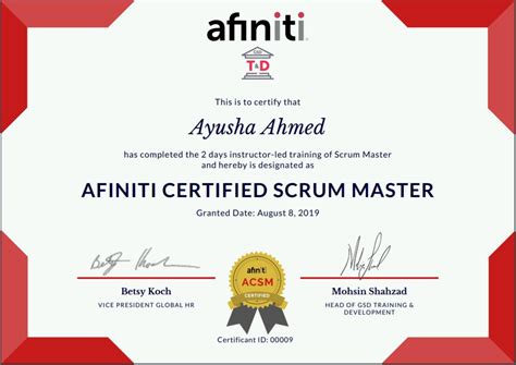Ayusha Ahmed On Linkedin Afiniti Scrummaster Certification