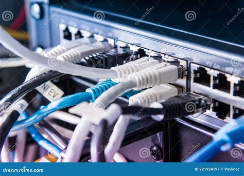 Ethernet Cables Connected To Server Switch Stock Image Image Of Data Connection 221924197