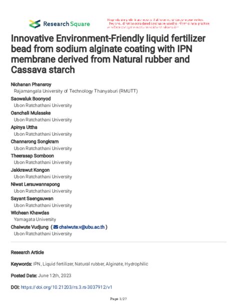 Pdf Innovative Environment Friendly Liquid Fertilizer Bead From