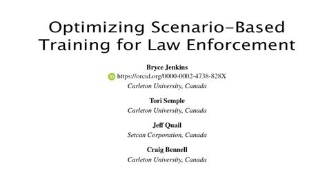 Optimizing Scenario Based Training For Law Enforcement Train De Trainer