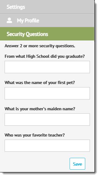 Setting Security Questions