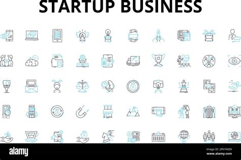 startup business linear icons set innovation disruption growth
