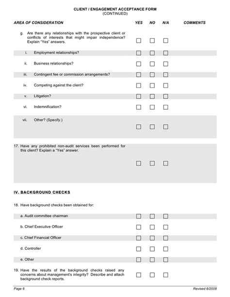 Client Engagement Acceptance Form In Word And Pdf Formats Page 6 Of 10