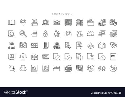 Library Icon Set Royalty Free Vector Image Vectorstock