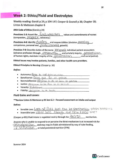 pre class assignment week 2 ethics fluid and electrolytes 20 week 2