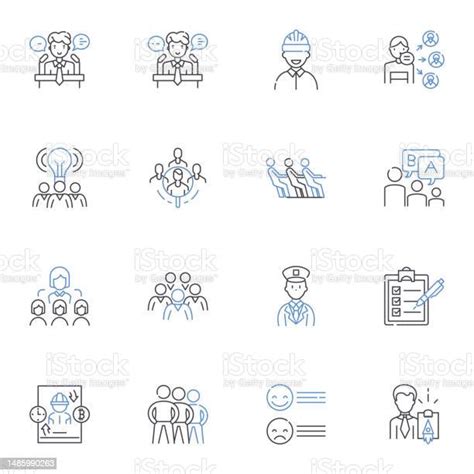 홈 오피스 라인 아이콘 컬렉션입니다 책상 의자 컴퓨터 모니터 프린터 마우스 키보드 벡터 및 선형 그림 램프 파일 저장 개략 표시 세트 가습기에 대한 스톡 벡터 아트 및 기타