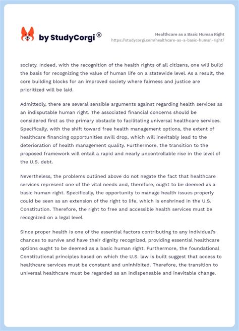 Healthcare As A Basic Human Right Free Essay Example