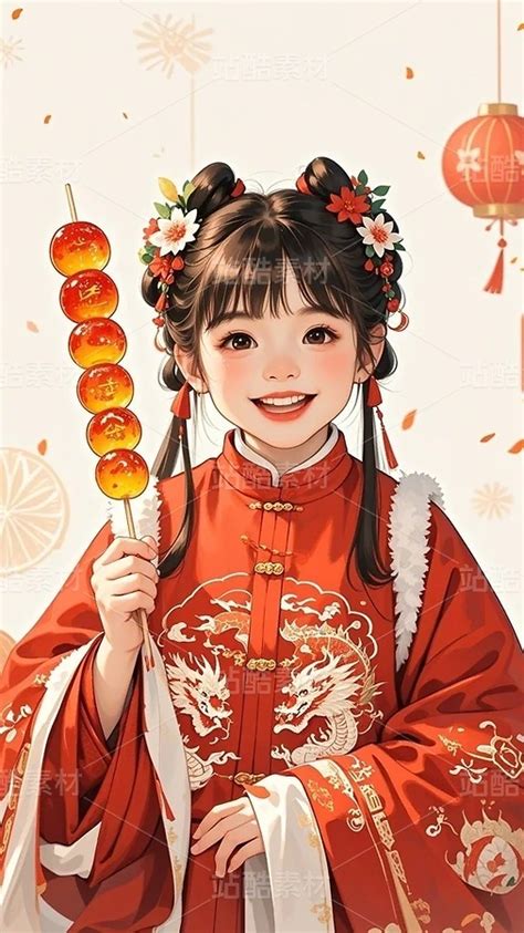 吃糖葫芦的女孩03waakon站酷素材 图片插画 站酷zcool