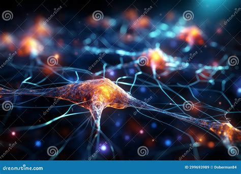 Neural Networks Of The Human Brain 3d Illustration Of Abstract Nerve