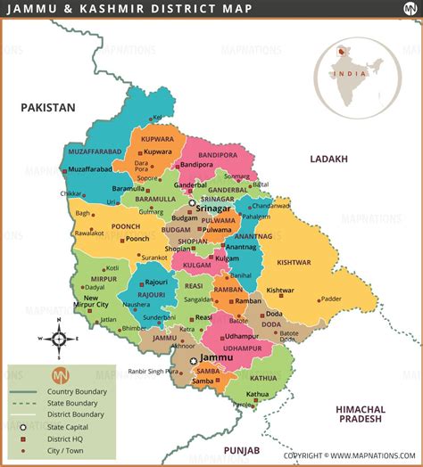 Jammu And Kashmir District Map Jandk District Map
