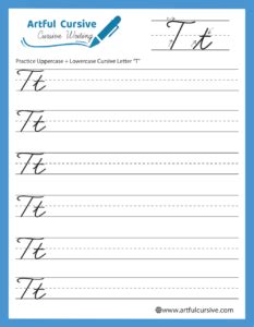 Cursive Alphabet Letter T Worksheet