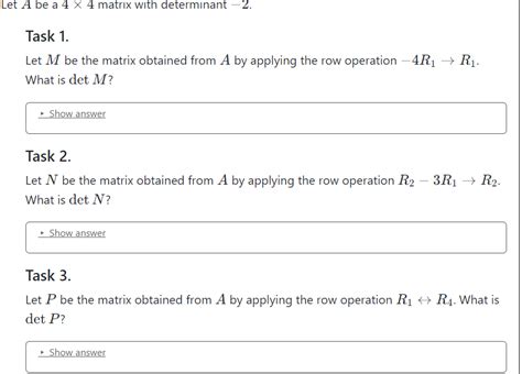 solved let a be a 4×4 matrix with determinant 2 task 1