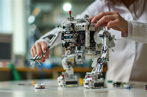 Premium Photo Young Female Innovator Assembling And Programming A