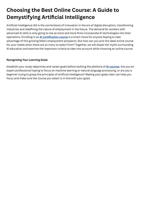 PPT - Choosing the Best Online Course A Guide to Demystifying Artificial Intelligence PowerPoint ...