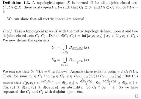 general topology proof that every metric space is normal