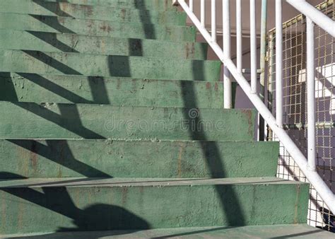 Overpass Concrete Staircase With Metal Hand Rail Stock Image Image Of