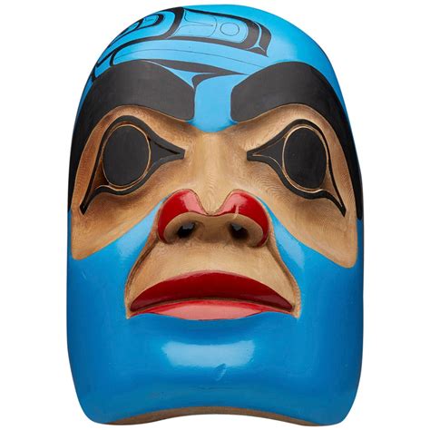 Haida Painted Red Cedar Wood Carved Moon Mask By Giitsxaa 2004 At