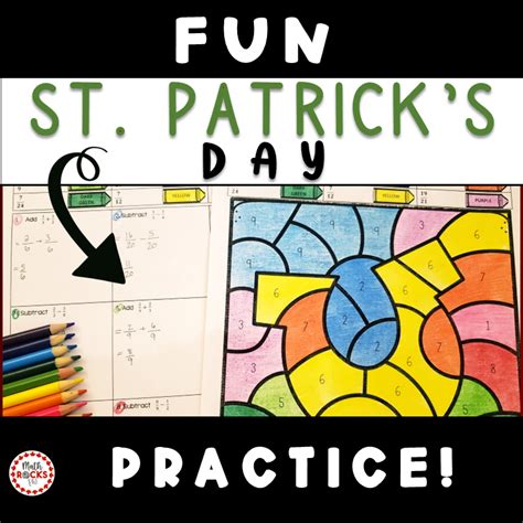 St Patrick Day Adding Subtracting Fractions Coloring Page Math Activity Th Made By Teachers