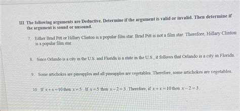 Solved III The Following Arguments Are Deductive Determine Chegg