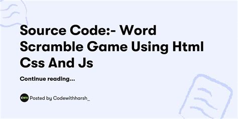 Source Code Word Scramble Game Using Html Css And Js — Codewithharsh
