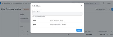 python erpnext modifying the search pop up on purchase invoice form
