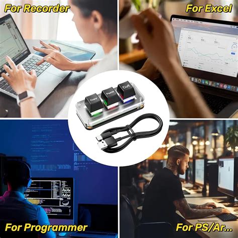 Rgb Mini Cut Copy Paste Keyboard Hotswap 3 Key Ctrl X C V Shortcut One Handed Keyboard Usb Type