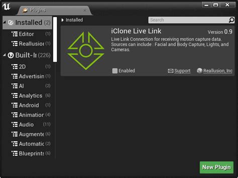 installing iclone live link plug in into unreal