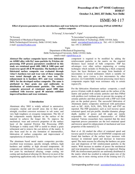 Pdf Effect Of Process Parameters On The Microhardness And Wear