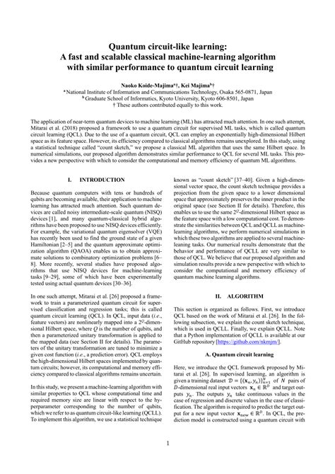 Pdf Quantum Circuit Like Learning A Fast And Scalable Classical Machine Learning Algorithm