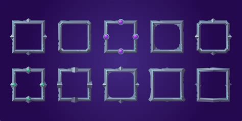 Set Of Square Ui Game Frames Metal Borders Set 14320489 Vector Art At