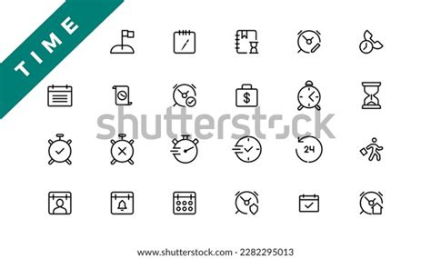 Time Clock Calendar Timer Line Icons Stock Vector Royalty Free 2282295013 Shutterstock