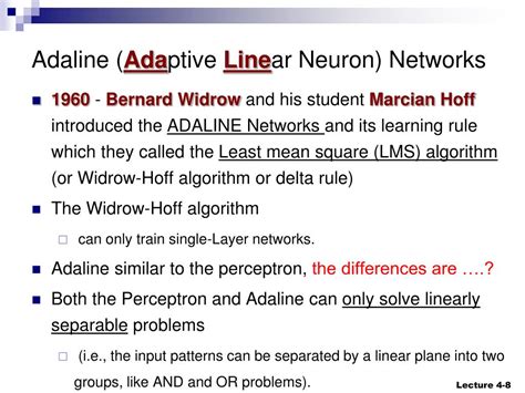 ppt neural networks lecture 4 least mean square algorithm for single