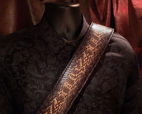 Dark Shadows Amber Python Guitar Strap Hand Dyed Leather Ultra