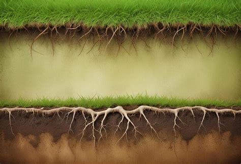 Underground View Of Tree Roots And Soil Layers With Lush Green Grass In A Natural Earthy