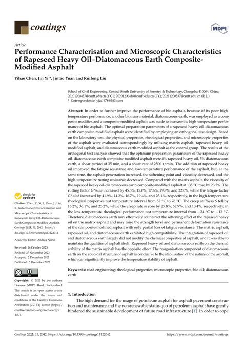 Pdf Performance Characterisation And Microscopic Characteristics Of