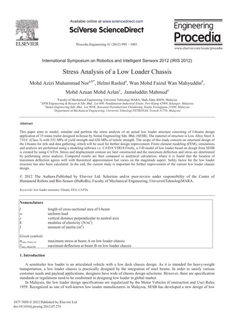 Pdf Stress Analysis Of A Low Loader Chassis