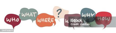 벡터는 텍스트와 함께 다채로운 음성 거품을 격리 누가 언제 왜 어떻게 물음표 분석 및 다양한 질문을 해결합니다 문제 해결 또는