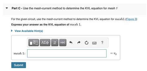 Solved Part C Use The Mesh Current Method To Determine The